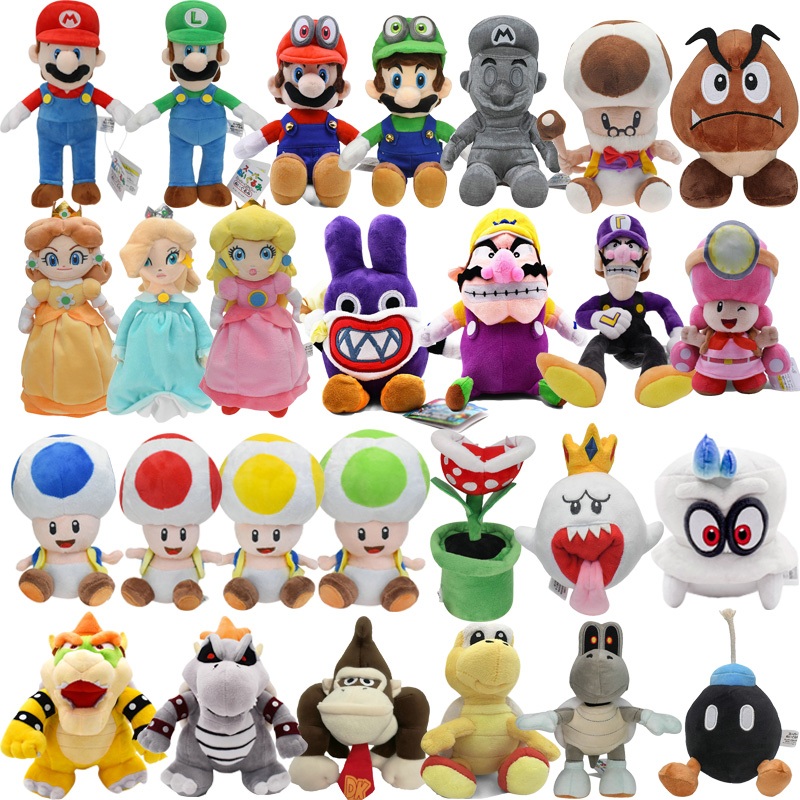 Super Mario Plush Toy Stuffed Dolls Bowser Peach Princess Yoshi Mario ...