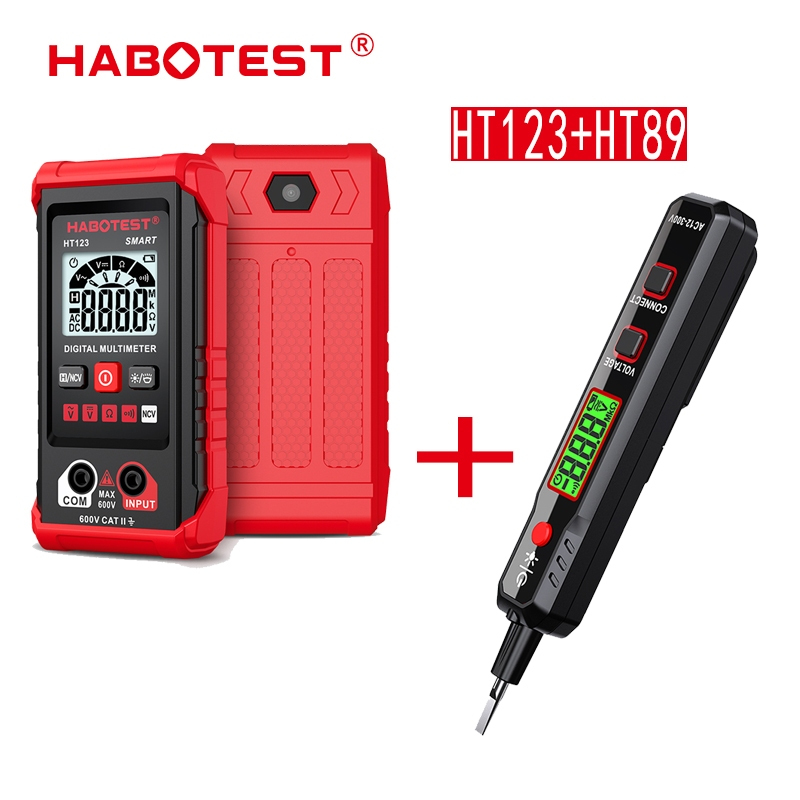 HABOTEST HT123 Digital Multimeter + HT89 AC Voltage Detector, Digital ...