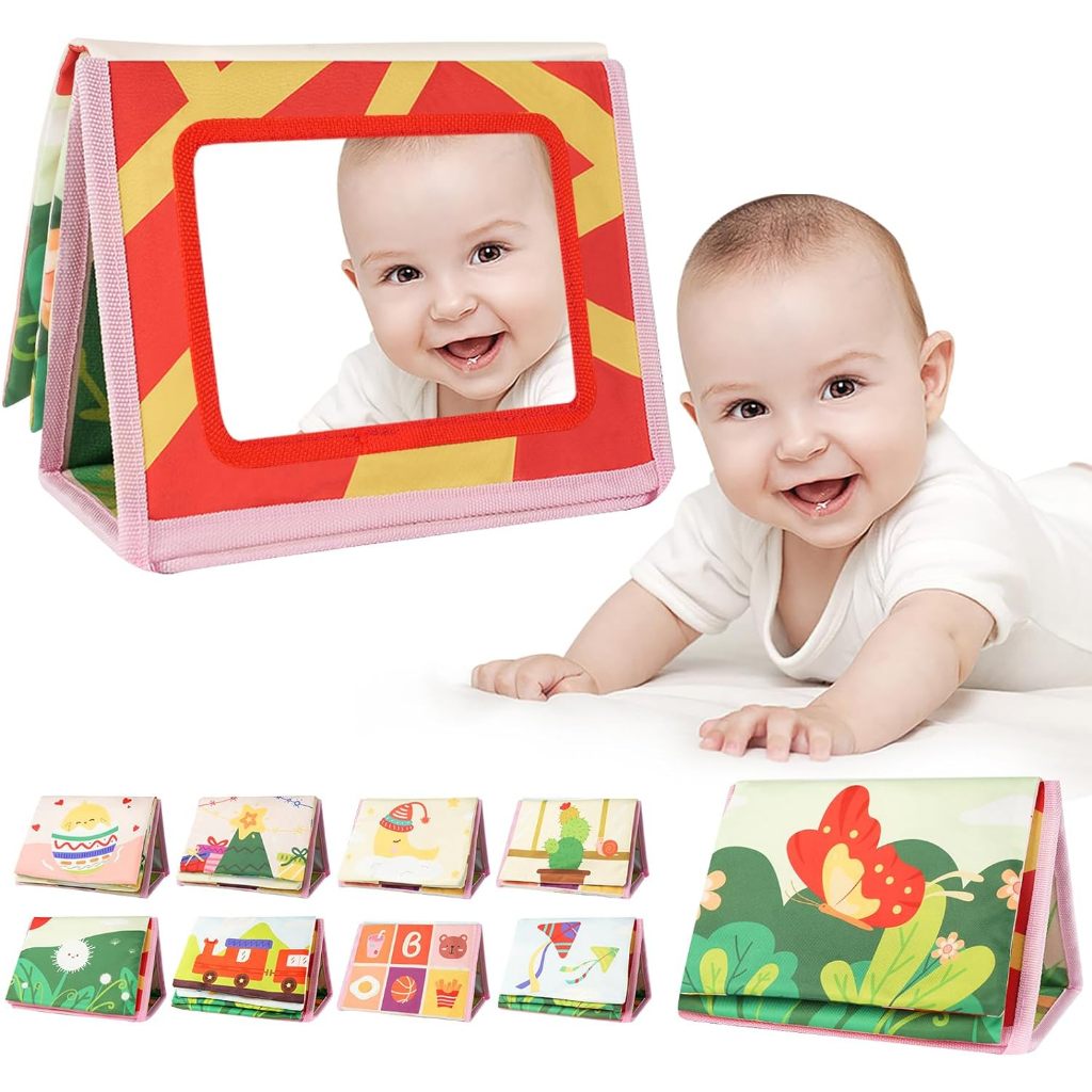 Baby Mirror Toys for Tummy Time Baby Mirror Toys with Soft Double Sided ...