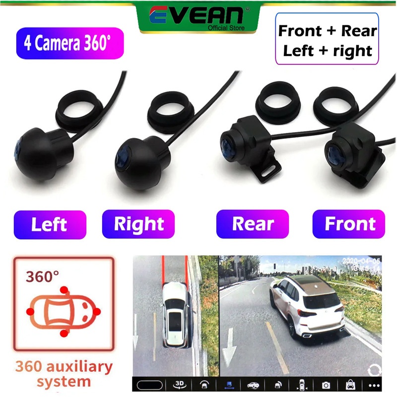 3D 360 Degree Car Camera Surround View 1080P AHD Right+Left+Front+ Rear ...
