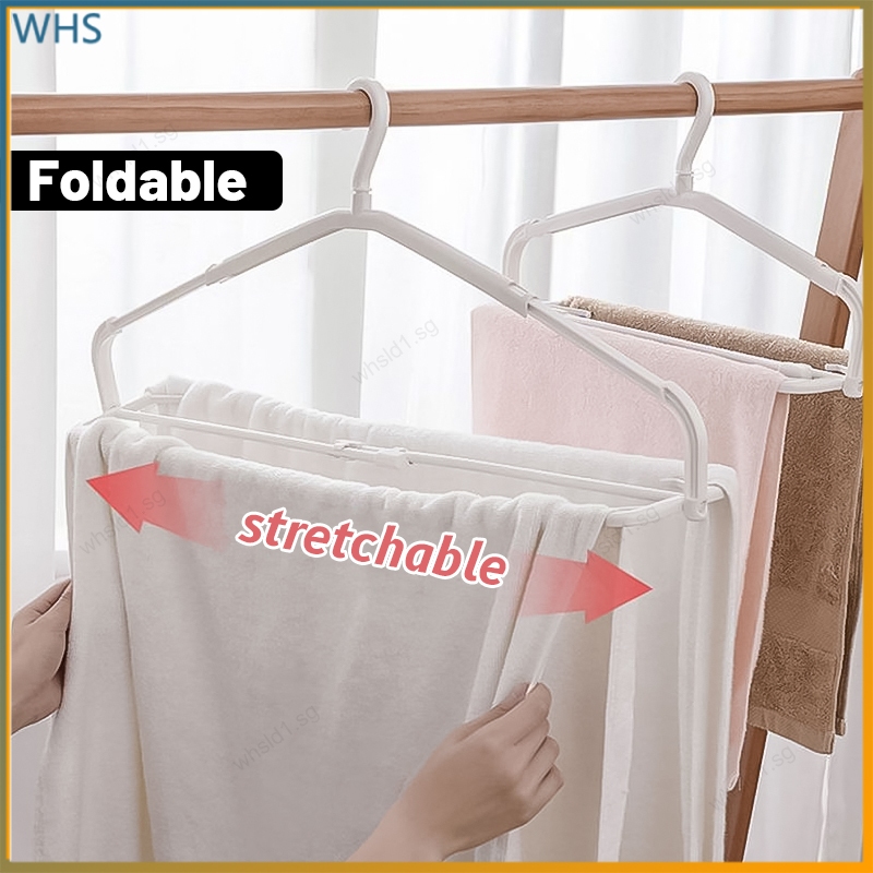 Folding telescopic hanger towel rack home multi-functional foldable ...