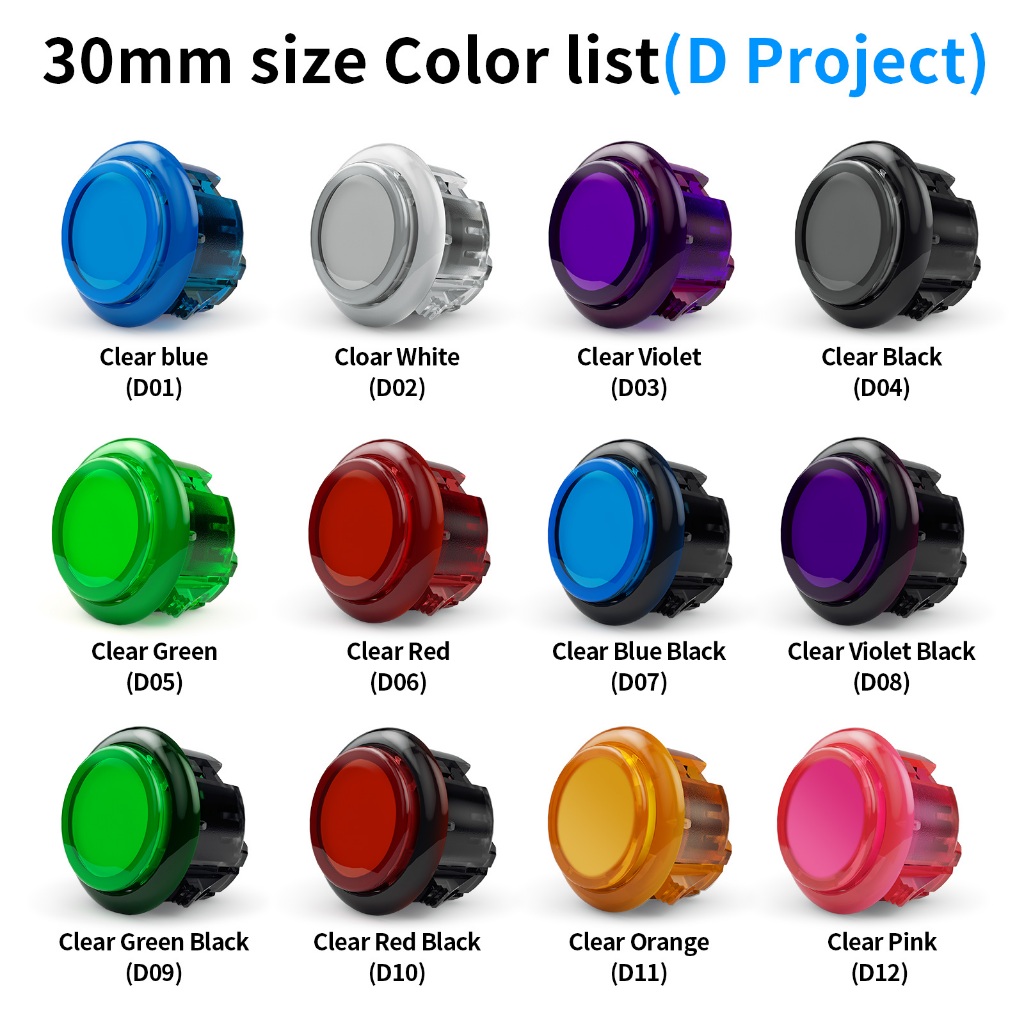 QANBA Gravity KS Mechanical Arcade buttons Shafts Silent Pushbutton 30mm 24mm Snap-In Button ...