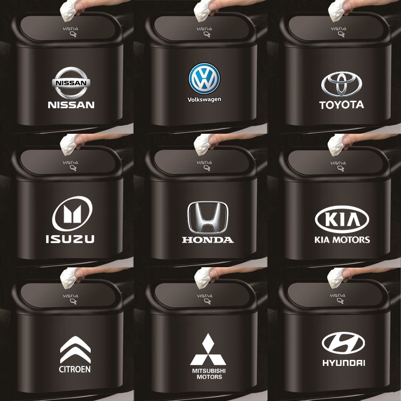 Car Dustbin Hanging Vehicle Dust Storage Box Trash Bin Black ABS Square ...