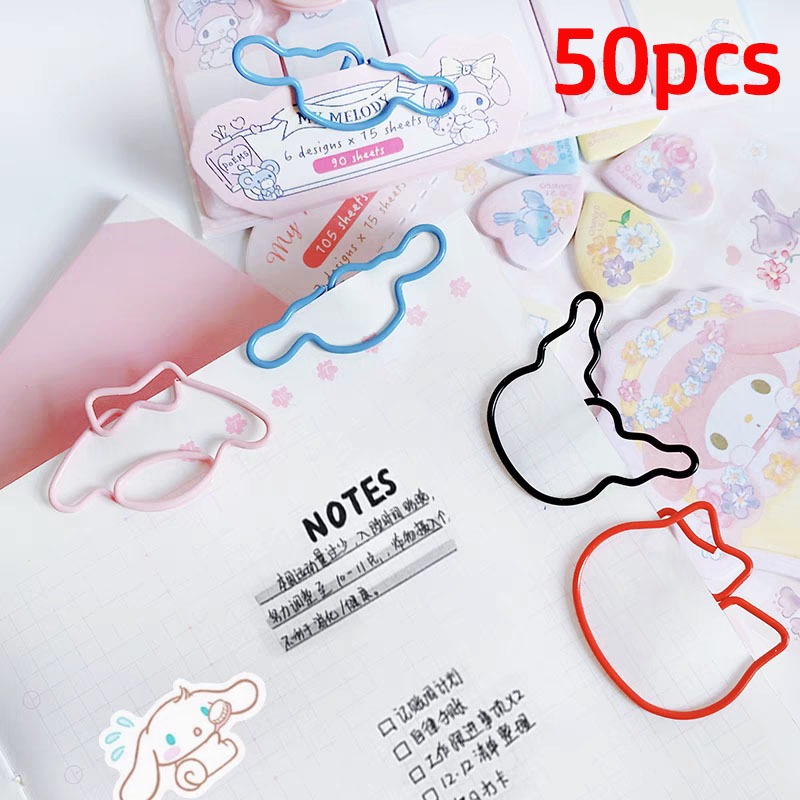 50pcs Kuromi Kitty Notebook Paper Clip Sanrio Binder Pin Student ...