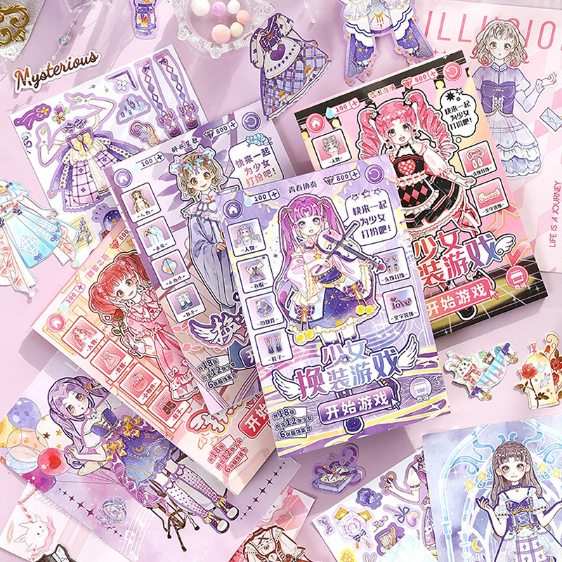 Makeup Changing Stickers New Girl Dress Up Sticker Book Game Stickers ...