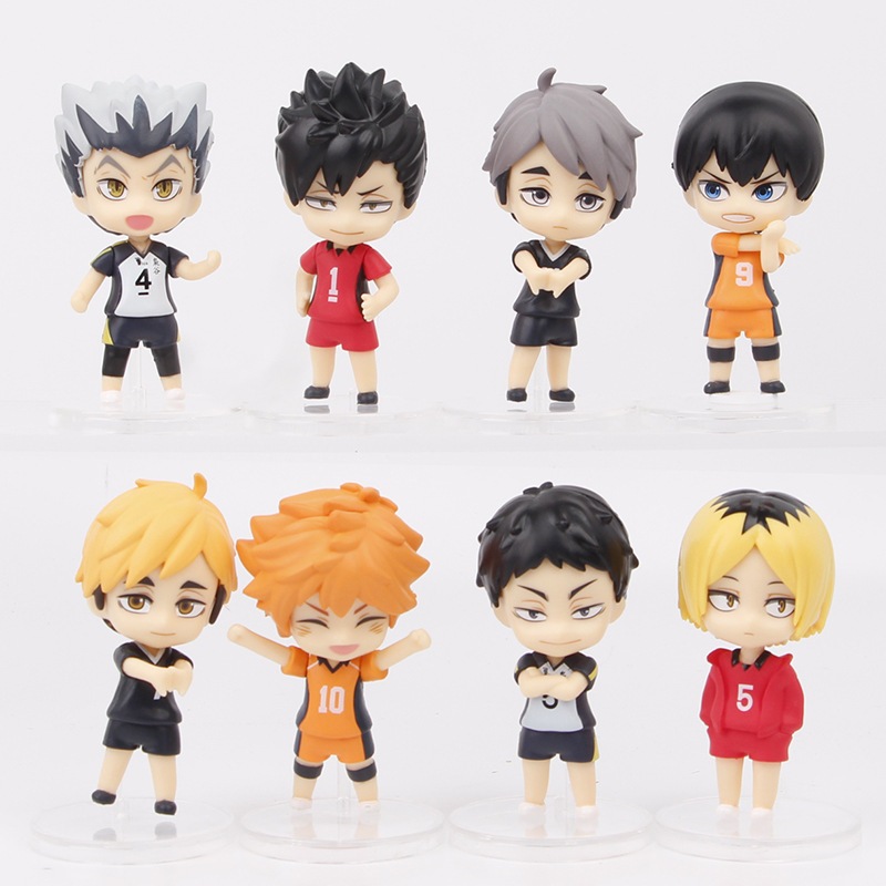 8Pcs/Set Haikyuu Q Ver. Anime Figure Hinata Shoyo Sugawara Koushi ...