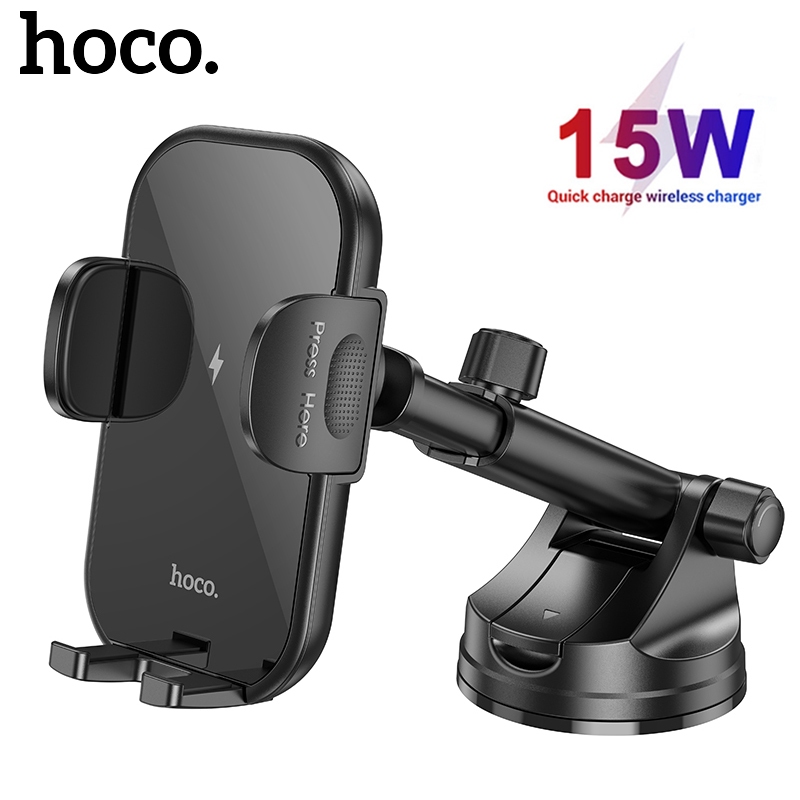HOCO HW5 Wireless Car Phone Holder Fast Charging Car Center Console Smartphone Holder 15W Qi Car ...