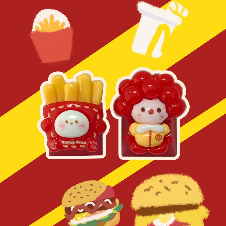 [keycaps] Burger and French Fries Mechanical Keyboard Dedicated Button ...