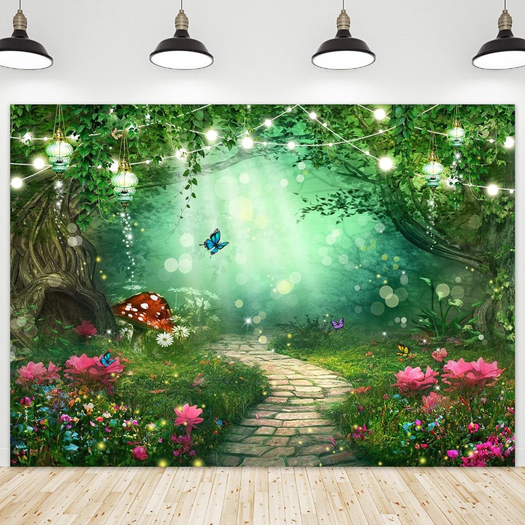 Spring Enchanted Forest Backdrop Fairy Tale Garden Wonderland Butterfly ...