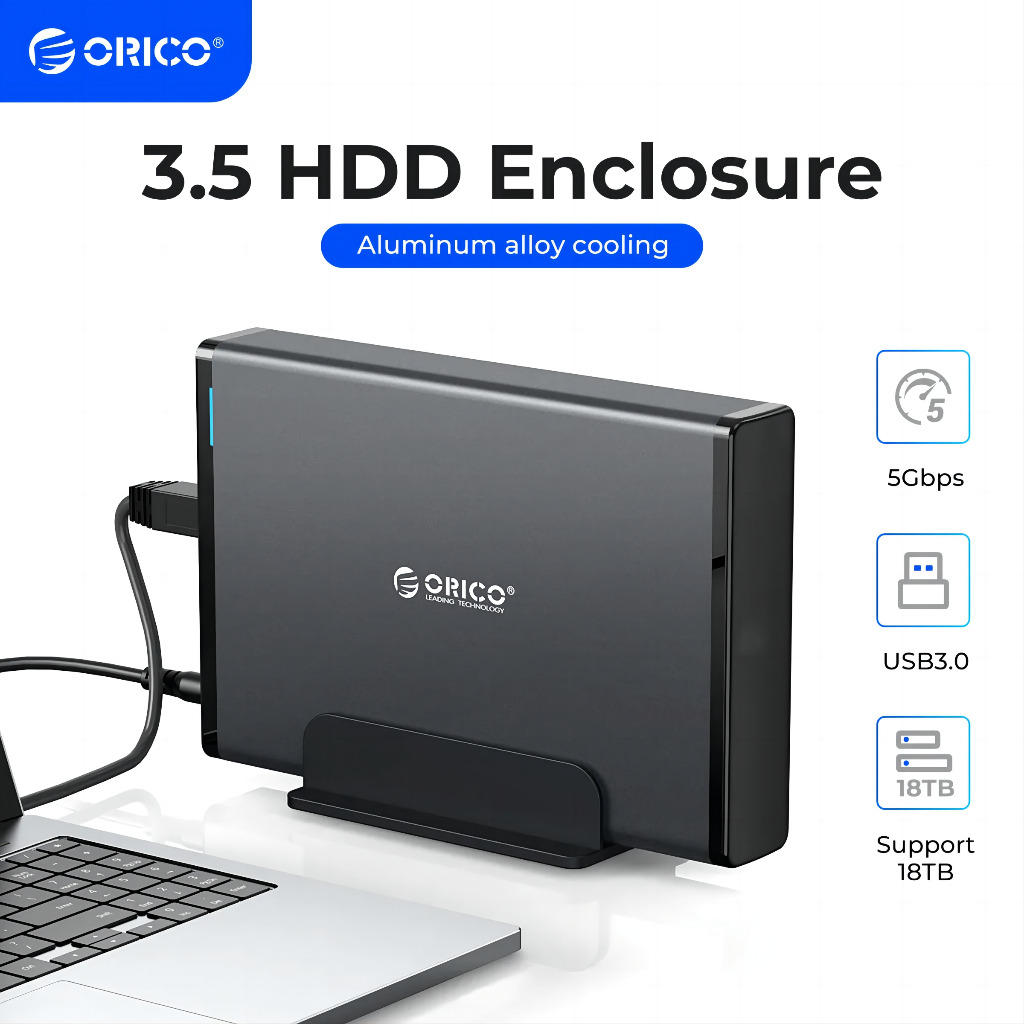 ORICO Aluminum 3.5 inch Hard Drive HDD Enclosure USB3.0 to SATA3.0 HDD Case Docking Station ...