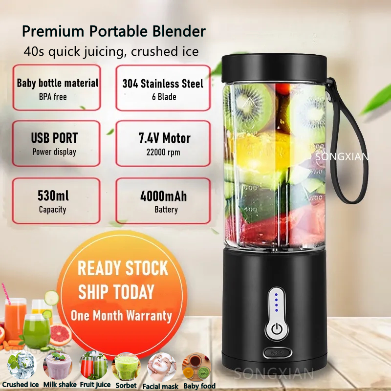 Ready Stock Powerful Portable 6 Blade Blender Juicer Household 530ml ...