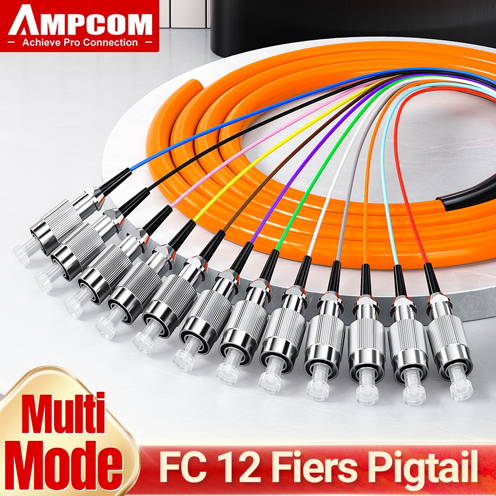 AMPCOM Professional Grade 12-Core Multi-mode FC Ribbon Fiber Optic ...