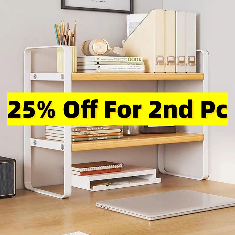 EazyShop.sg Desktop Organiser Shelf Office Desktop Storage Rack Student ...