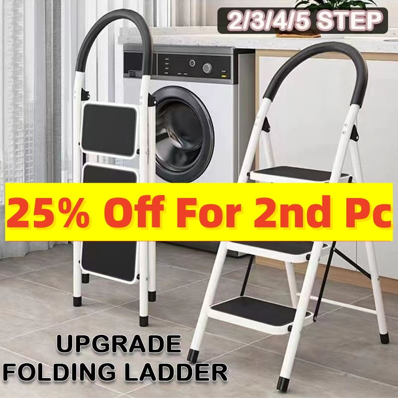 Household Indoor Foldable Ladder 3/4/5 Stool Step Ladder Space Saving ...