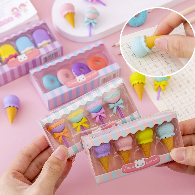 Children Creative Simulation Eraser Cute Boxed Eraser Set Student ...