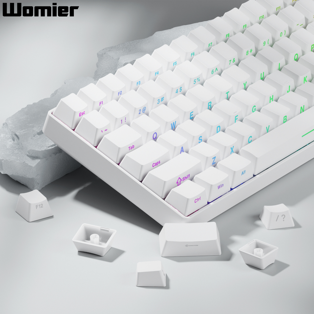 WOMIER 123 Keys White Shine Through Side Printed Keycaps, Minimalist ...