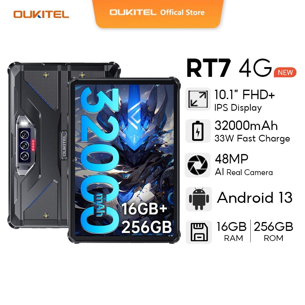 OUKITEL TITAN RT7 4G 10.1" FHD+ 32000mAh 16GB+256GB Android 13 Rugged ...