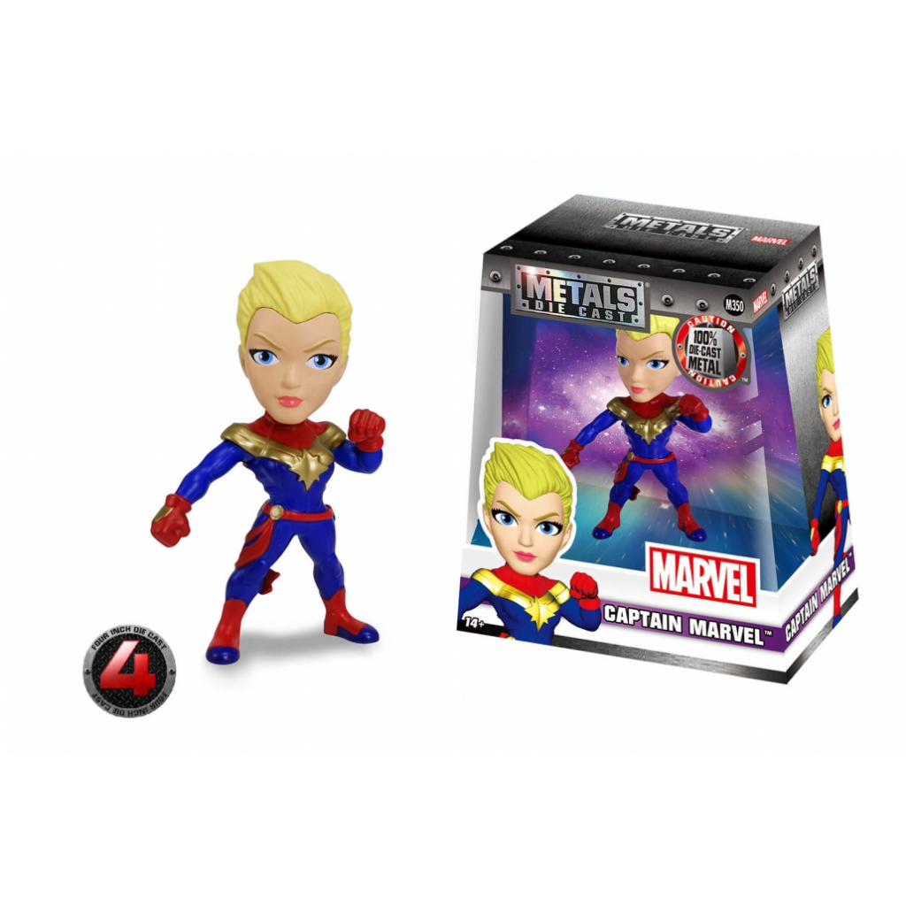 JADA TOY 4 INCH/10 CM DIE-CAST METALFIGS Captain Marvel-98092 DOLL ...