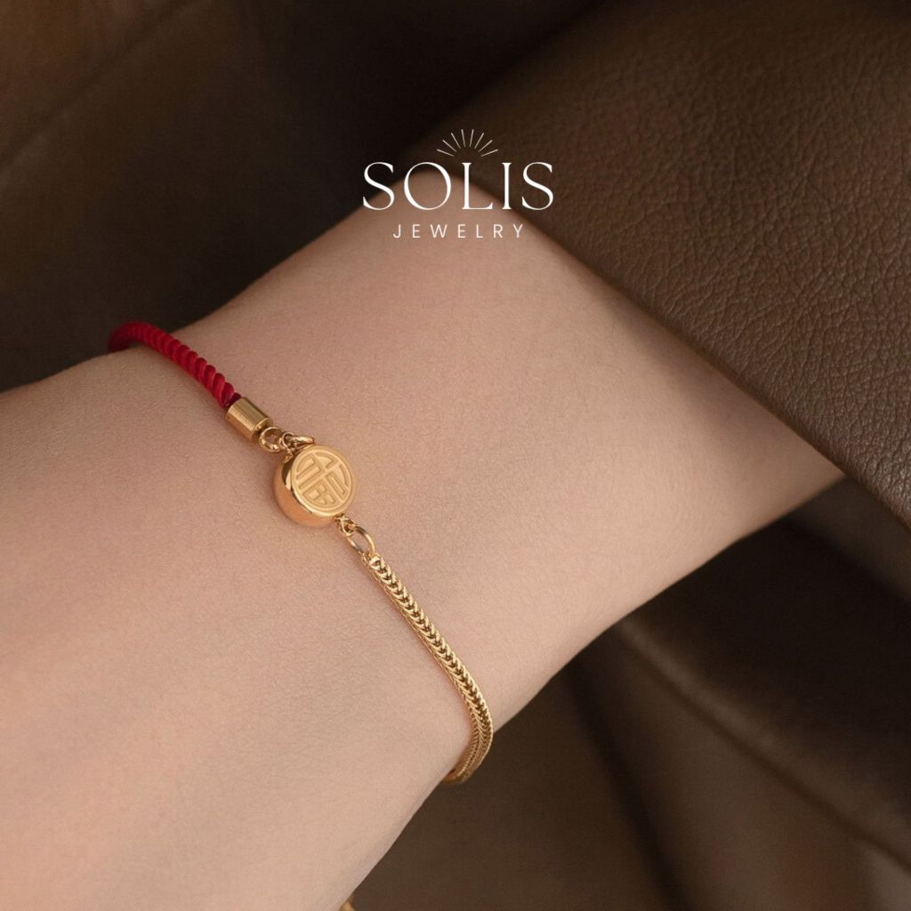 福 Lucky Red Chain Gold Bracelet for CNY Chinese New Year Luna Year ...