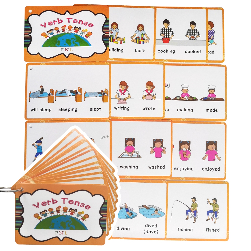 kids Learning English Flash Cards Irregular Past Tense Verbs Cards ...