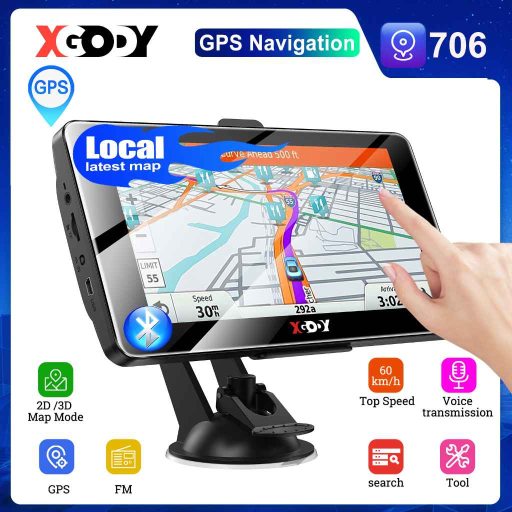 XGODY 706 Newest Southeast Asia Free Maps 7 inch Car GPS Navigation ...