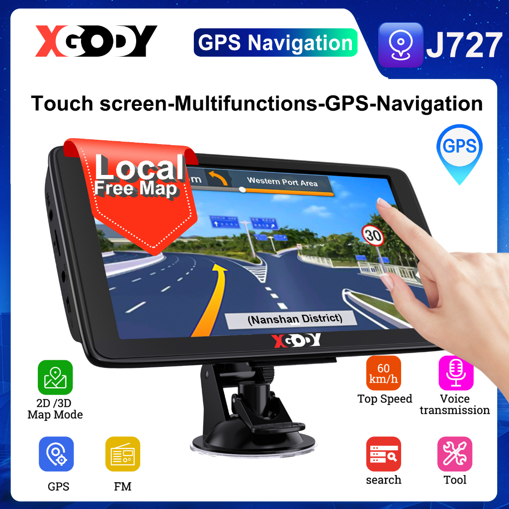 XGODY 2023 Latest Map J727F 7" INCH GPS Navigation For Car 256GB + 8GB ...