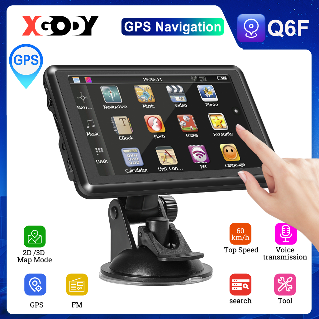 XGODY Q6F 5'' Car Truck GPS Navigation For Car Portable Navigator 256G ...