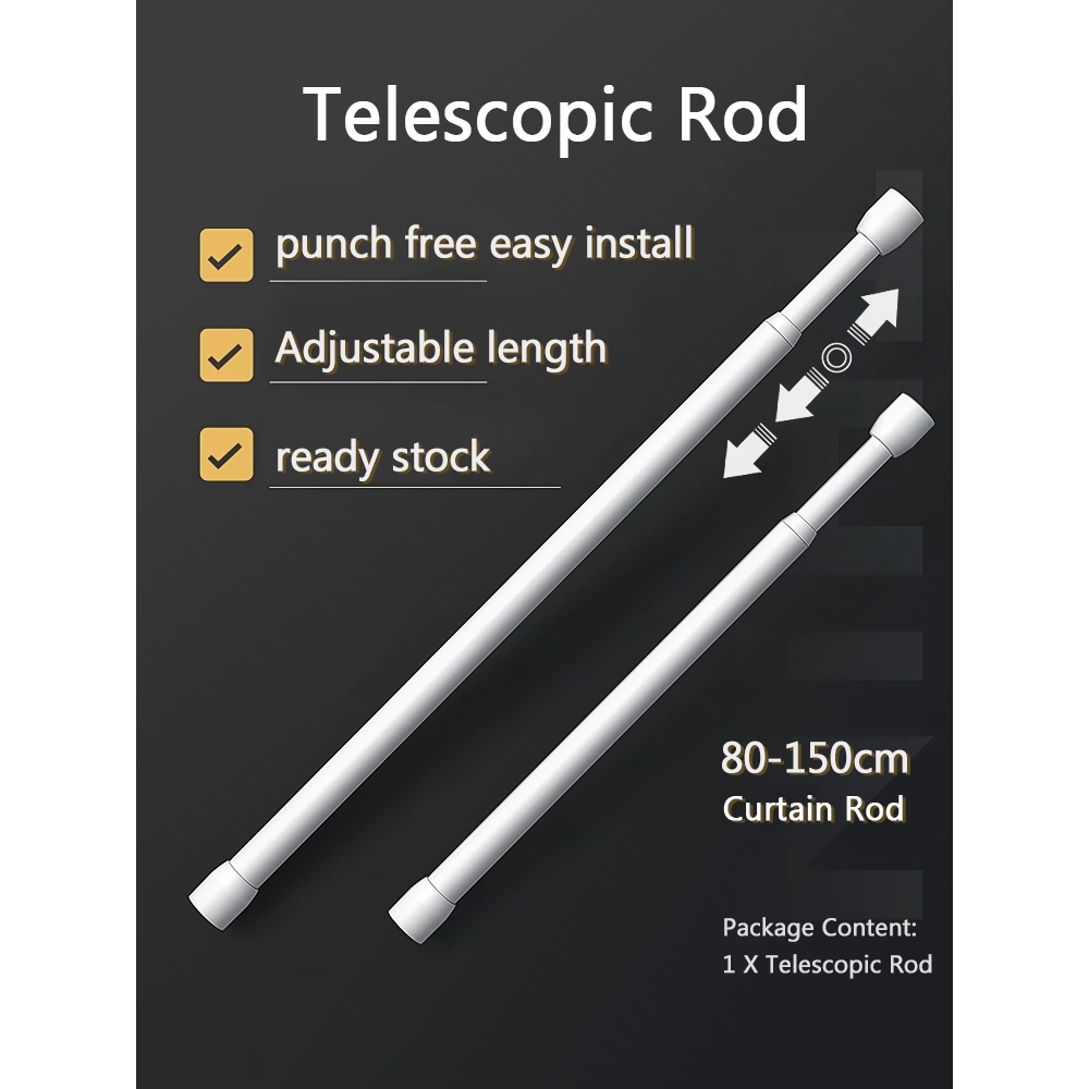 【Ready Stock】Telescopic rod Door Curtain Pole Extendable Sticks Clothes ...
