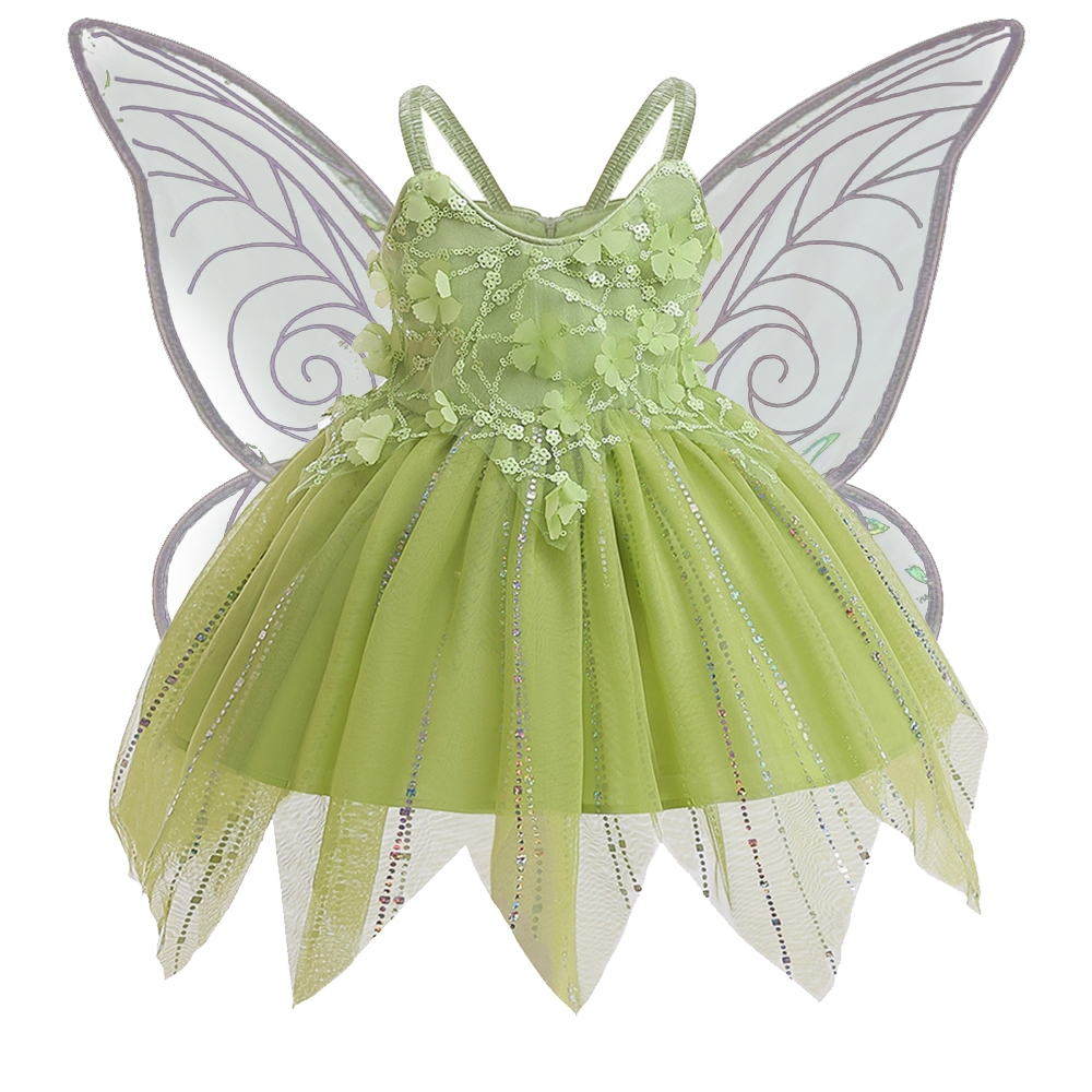 Girls Flower Fairy Dress Up Kids Princess Dress With Wings Halloween ...