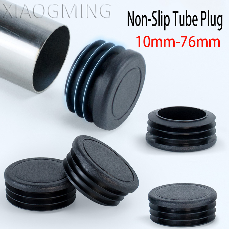 10mm-76mm Round Black Plastic Pipe Tubing Inner Plugs Tube Foot Pads ...
