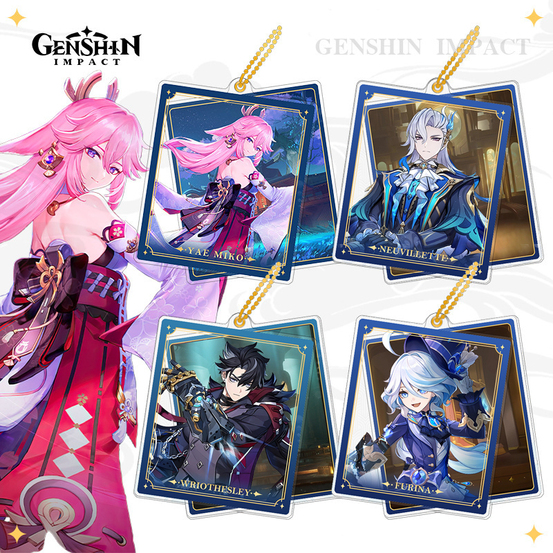 Genshin impact double card acrylic keychain pendant Zhongli Hutao Klee ...