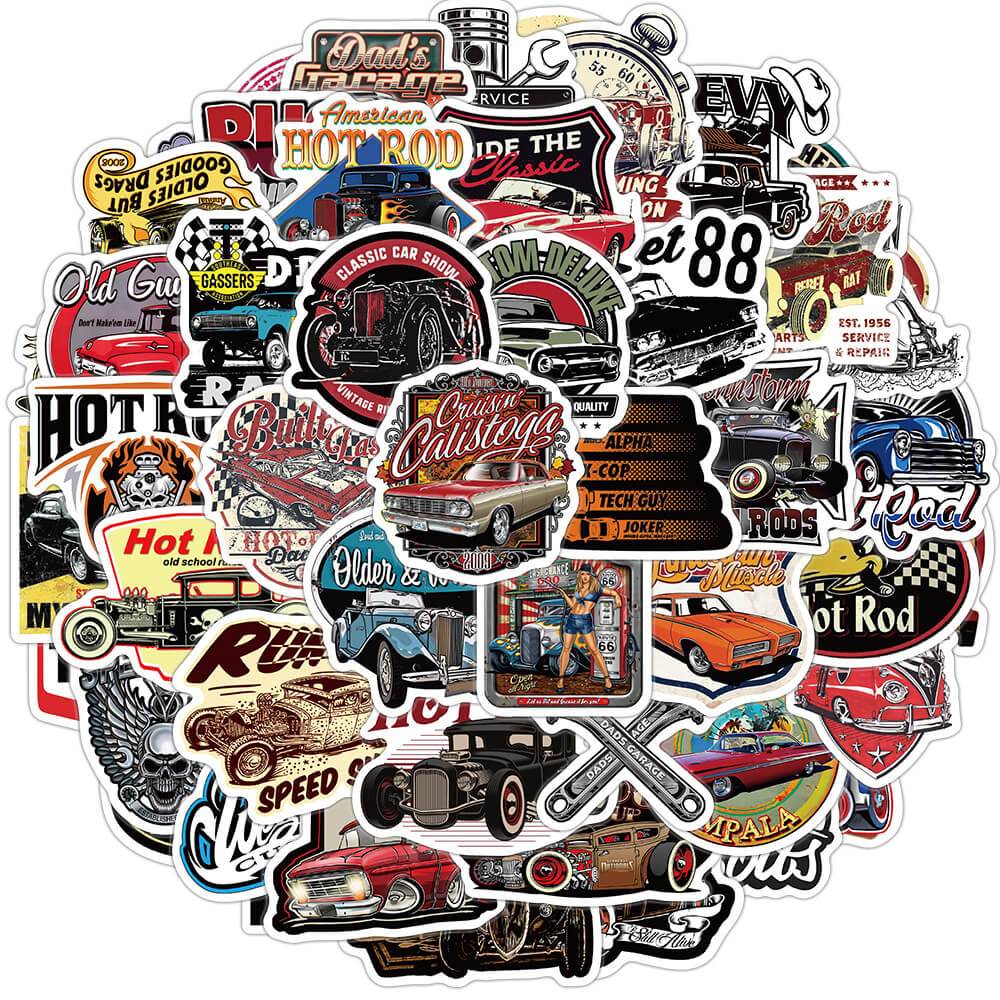 [Large Stickers]50PCS Modified Retro Classic Car Stickers Cool Decal ...