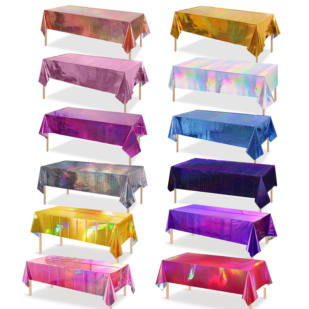 Laser Plastic Tablecloth Shiny Disposable Laser Rectangle Table Covers ...