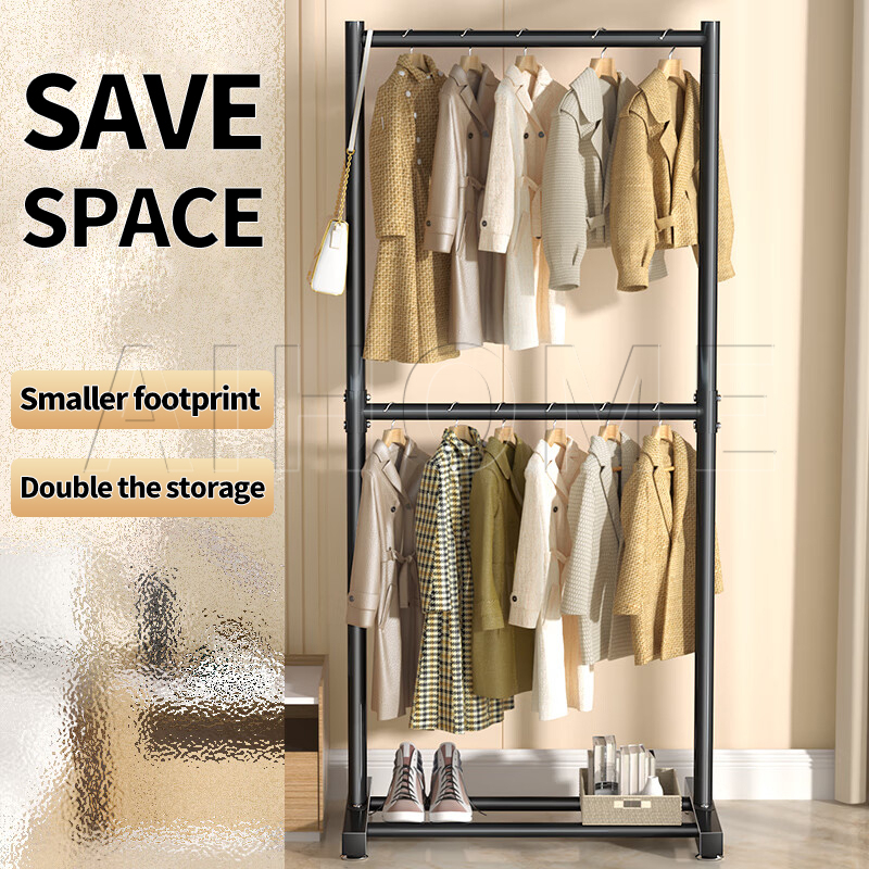 【Factory promotion】Durable Steel Laundry Rack: Single/Double Pole ...