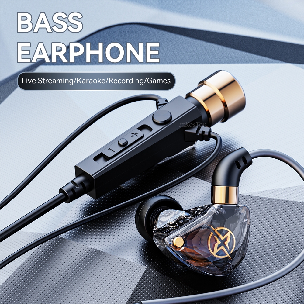 SPRISE New KT Wired Earphone Diamond With Mic Deep Bass Earfon Dynamic ...