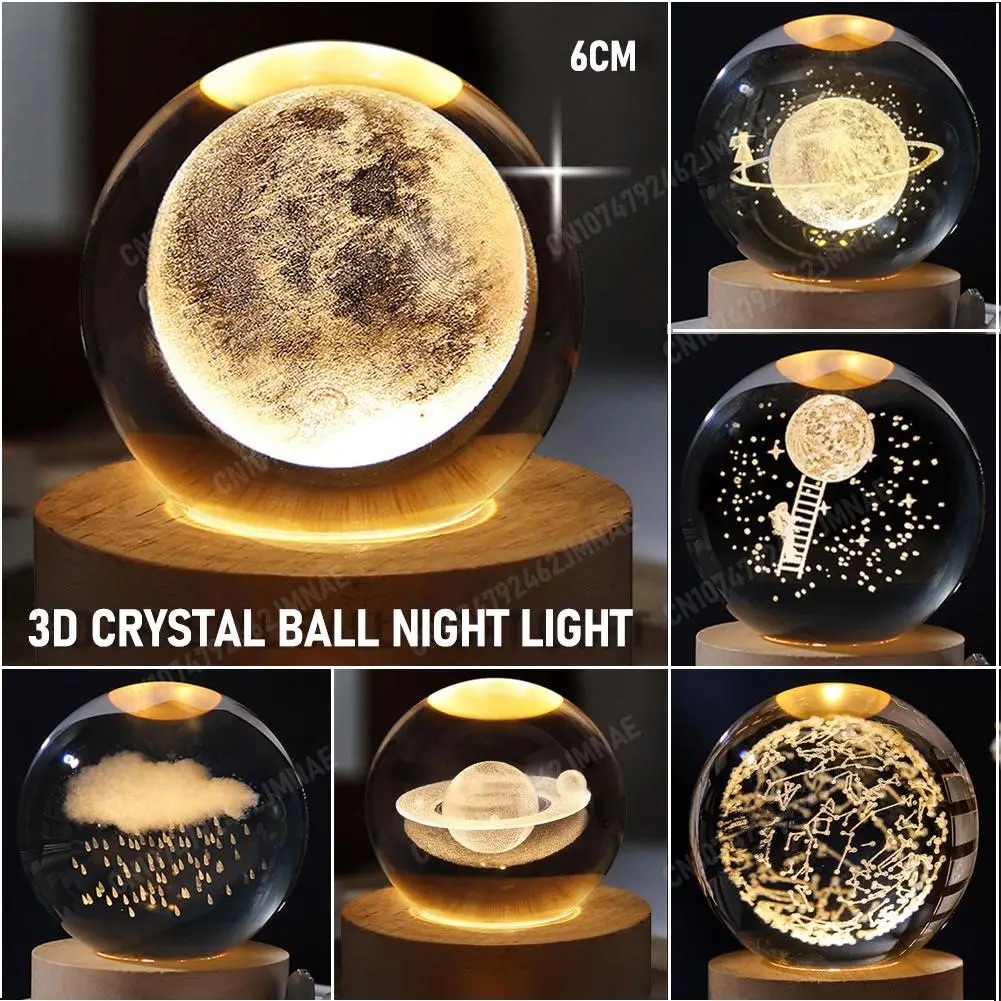 Creative Universe Galaxy Luminous Crystal Ball Night Light Bedroom ...