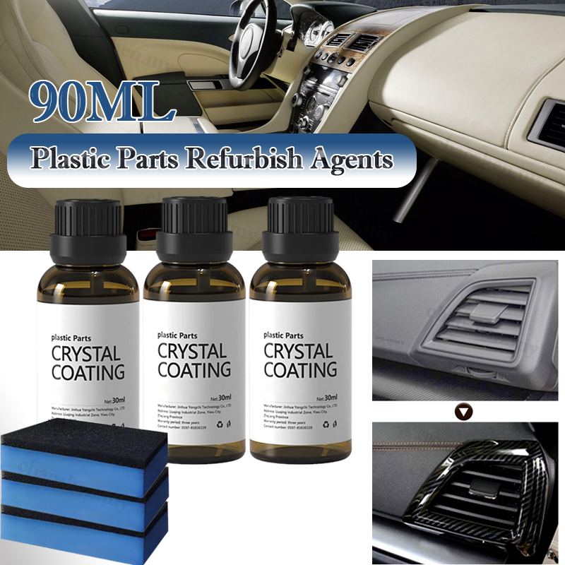 3Pack Car Plastic Coating Agent 30ML Plastic Parts Crystal Coating with ...