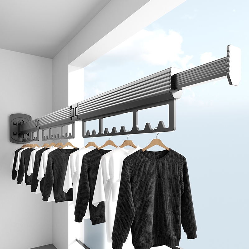 KAKUGU Wall Mounted Clothes Drying Rack Retractable Fold Away Clothes ...