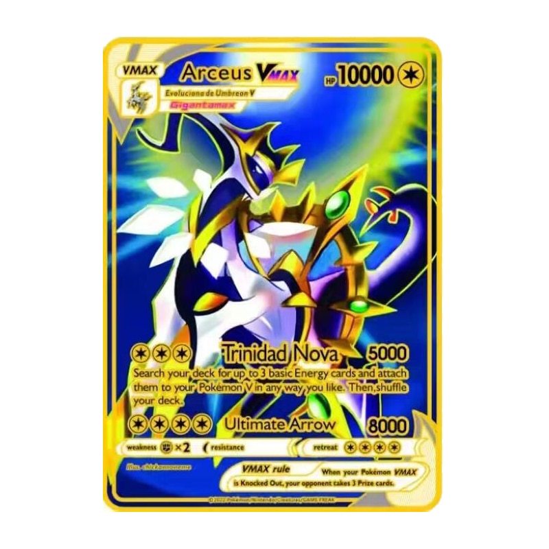 Pokemon 1000HP Arceus Metal Card Toys EX GX VMAX Anime Figure Pikachu ...