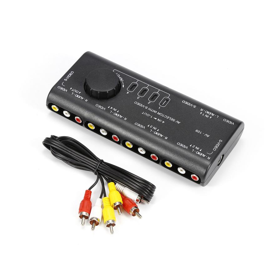 Uhomebuy 4 In 1 Out AV RCA Switch Box AV Audio Video Signal Switcher ...