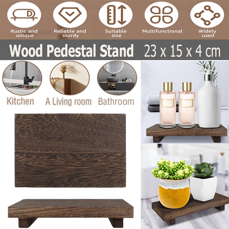 Wood Pedestal Stand Anti-Slip Wood Riser Soap Tray Farmhouse Wooden ...