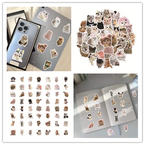 60PCS Waterproof Stickers for iPad Laptop Mac Cute Kittens Cats MEME ...
