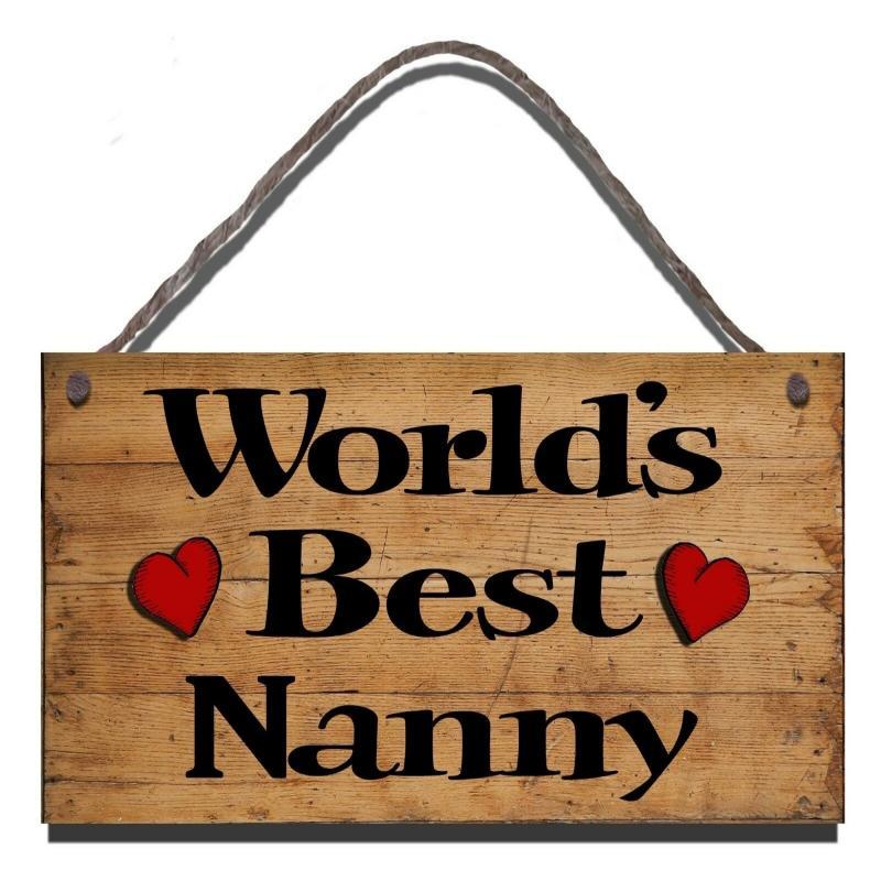 Wall Decor ‘World's Best Nanny’ Hanging Door Wood Sign Home Decoration ...