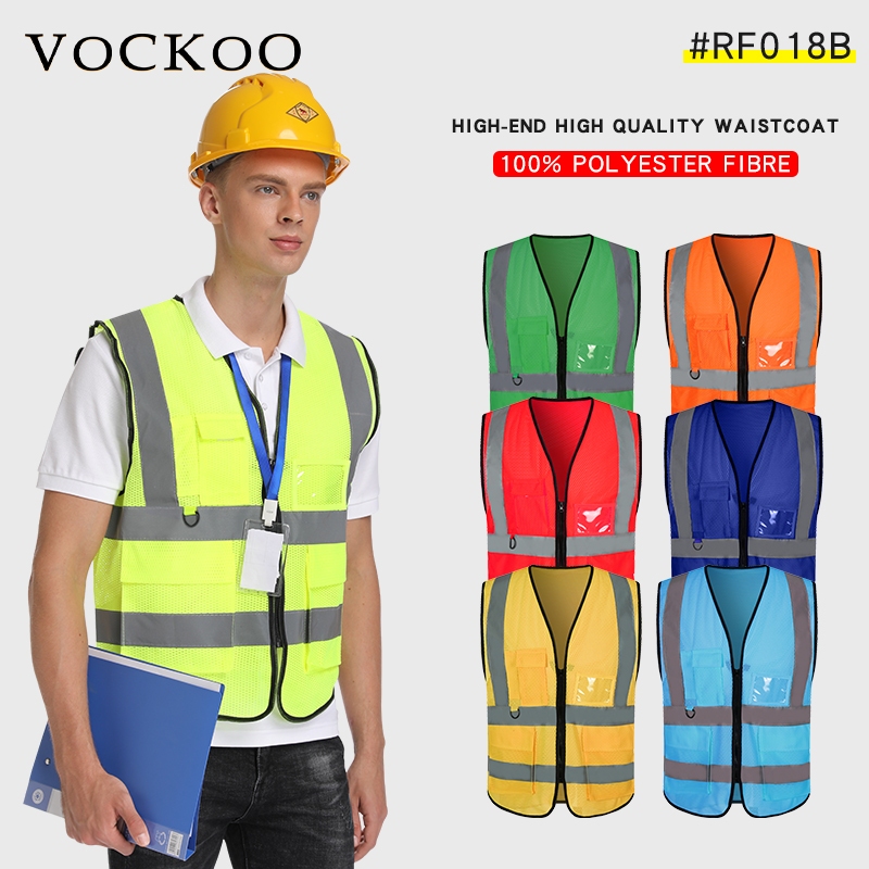 Vockoo#Mesh breathable V-neck reflective vest Safety vest Construction ...