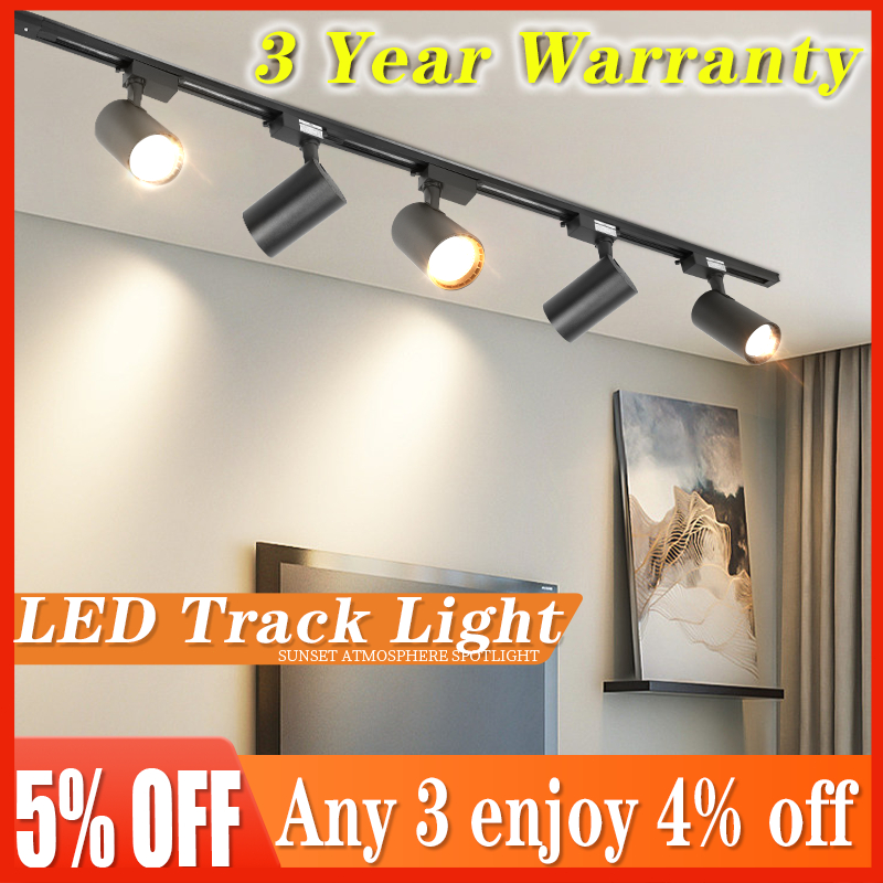 LED Track Light Set 12/20/30/40W COB Spotlight Tri Color Spot Light ...