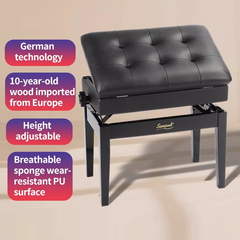 Adjustable Height Piano Stool With Private Storage Bookcase /Use High ...