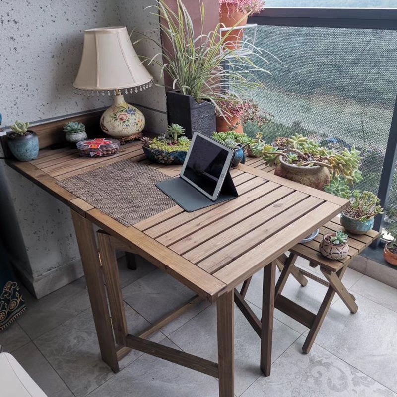 Natural Solid Cedar Wood Outdoor Folding Table Round Coffee Tea Table ...