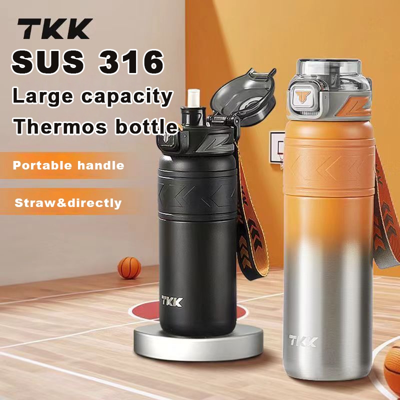 TKK SUS-316 Thermos Bottle Large Capacity Vaccum Cup Cold Insulation Portable Strap with Tea ...