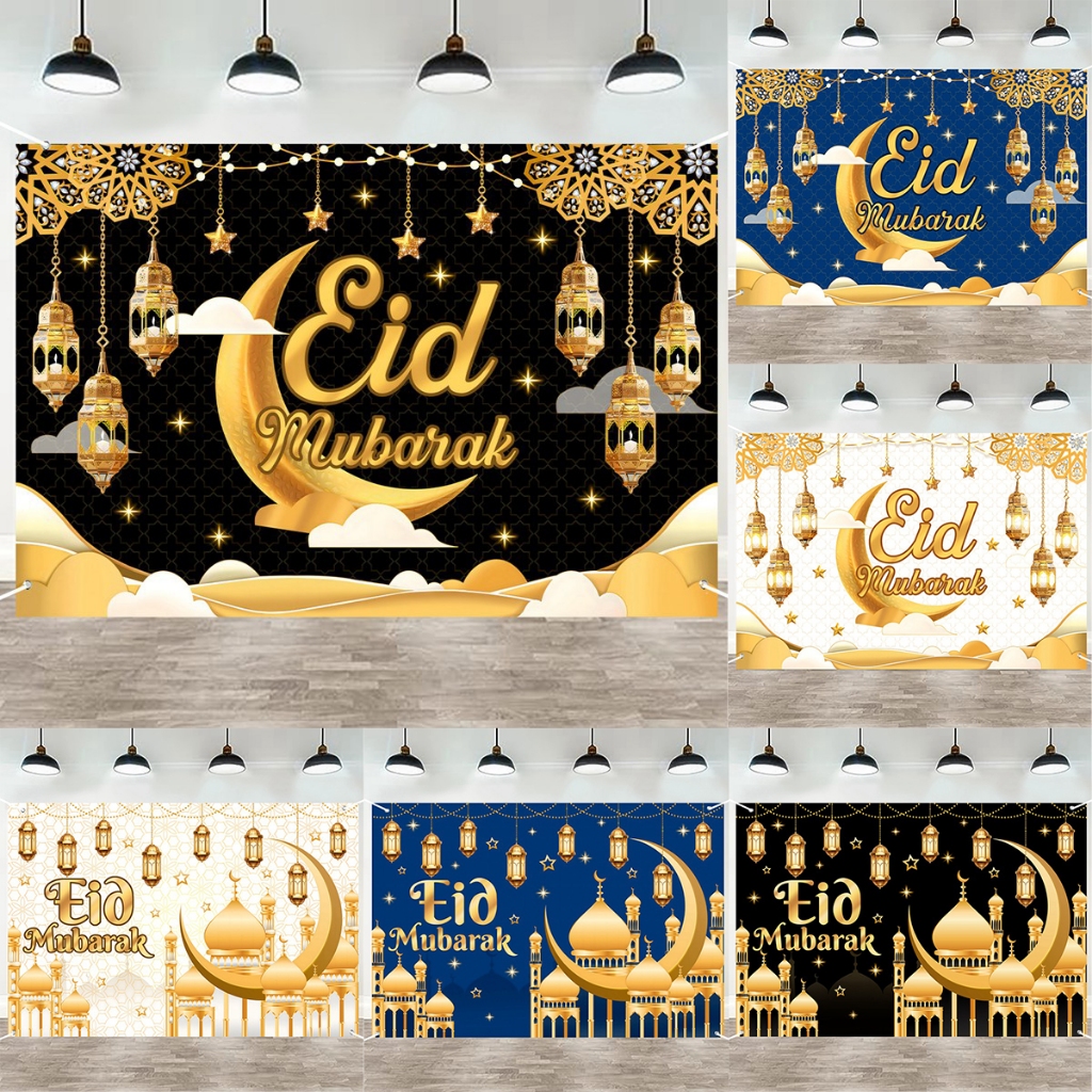 1*1.5 Meters Hari Raya Banner Ramadhan Decoration for Home 2024 Blue ...