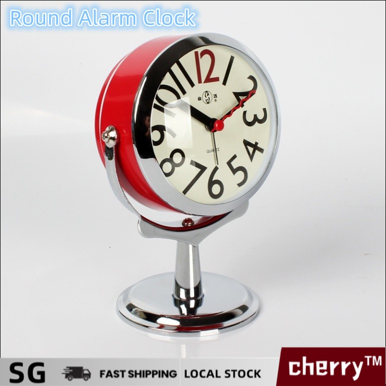 [SG stock] Alarm Clock Vintage Silent Pointer Clocks Round Alarm Clock ...